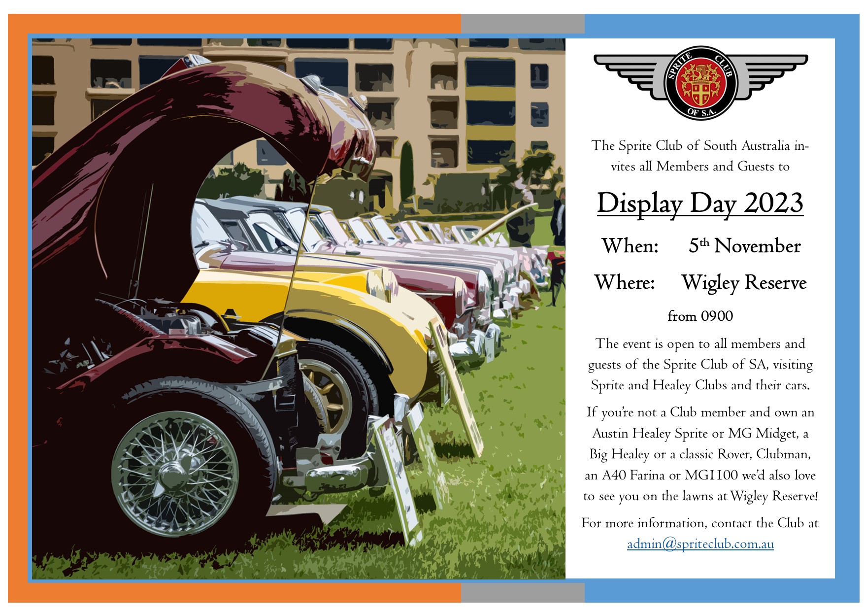 Quick Reminder – Display Day | Sprite Club of South Australia